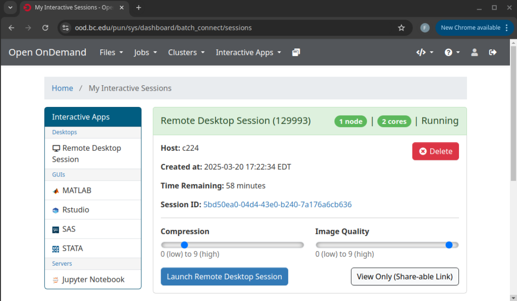 Open OnDemand access to Andromeda – ITS / Research Computing